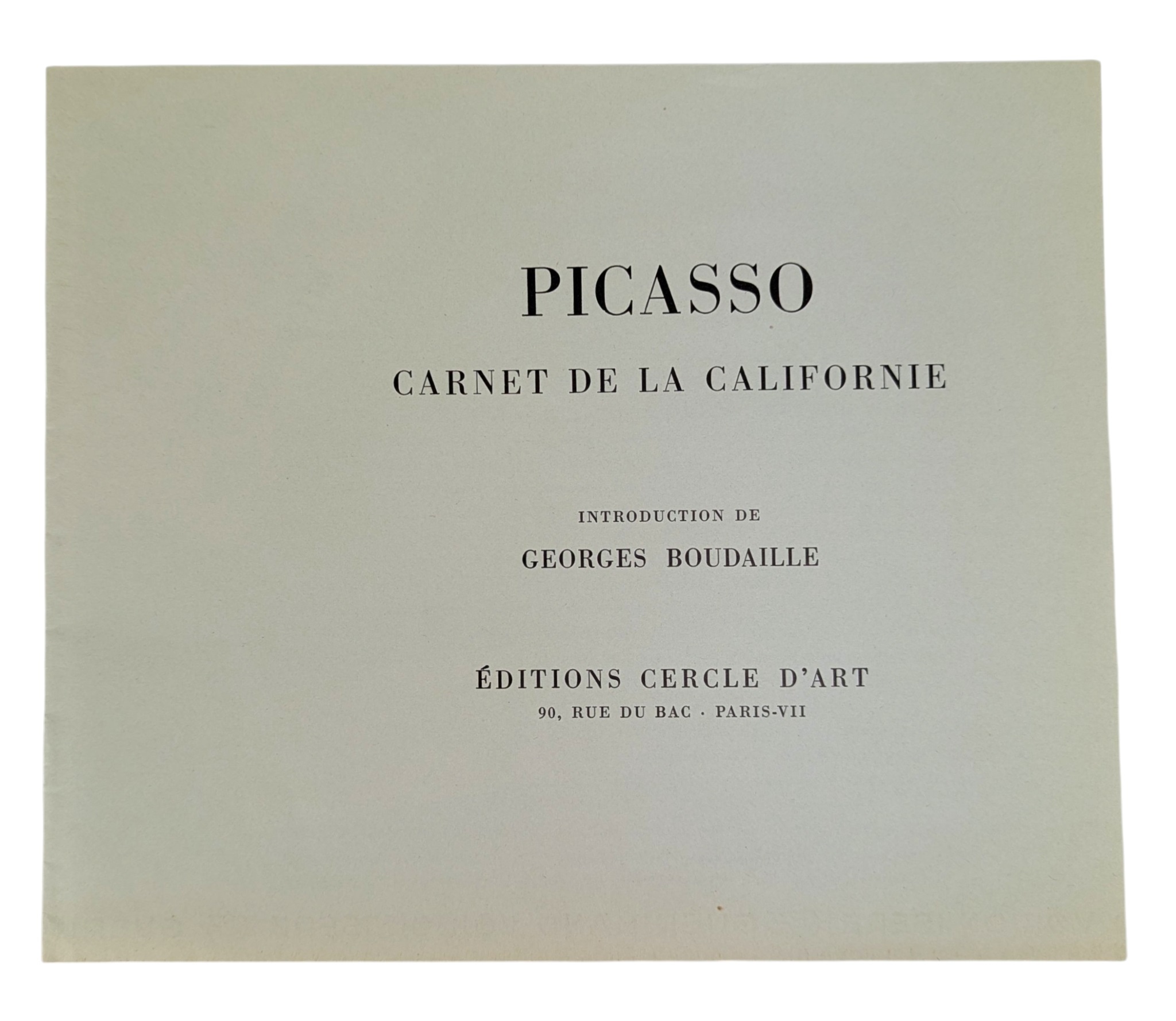 Lot 11 - PICASSO - 1959 CARNET DE LA CALIFORNIE, PARIS